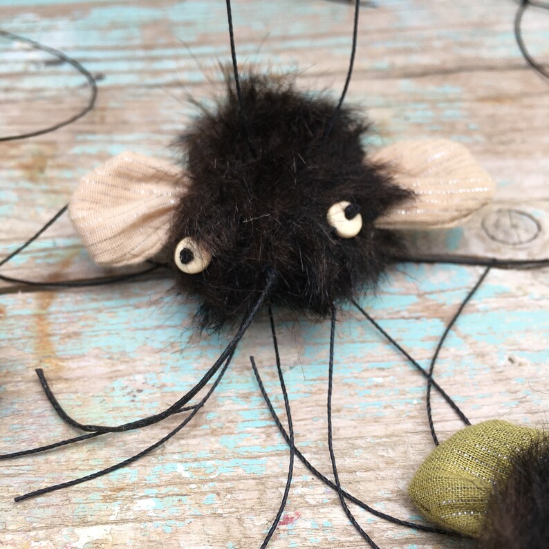 Black Furry Little Bee Fly on String, Furry Bugs - Etsy