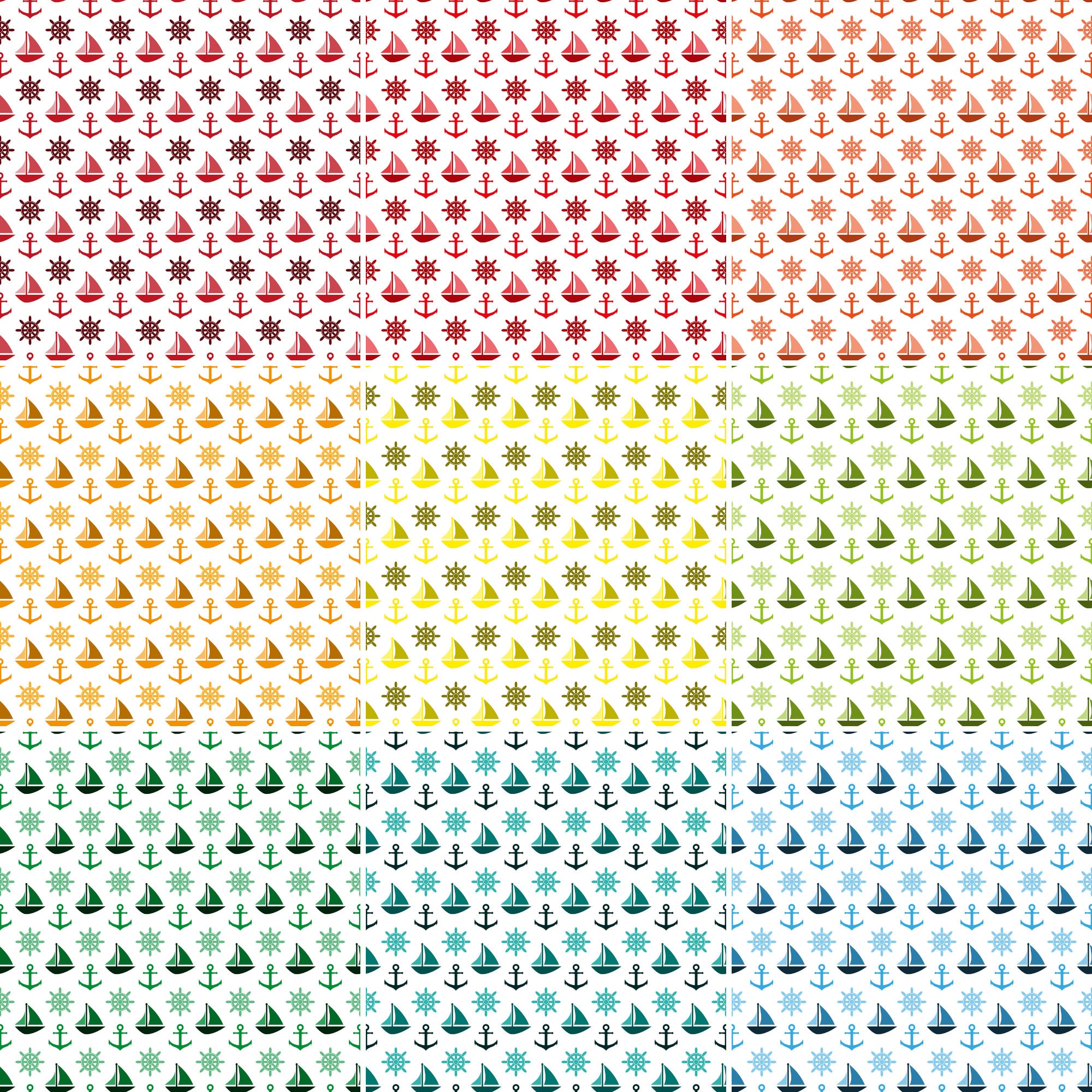Rainbow Nautical Background Digital Papers Sailor Scrapbook Paper ...
