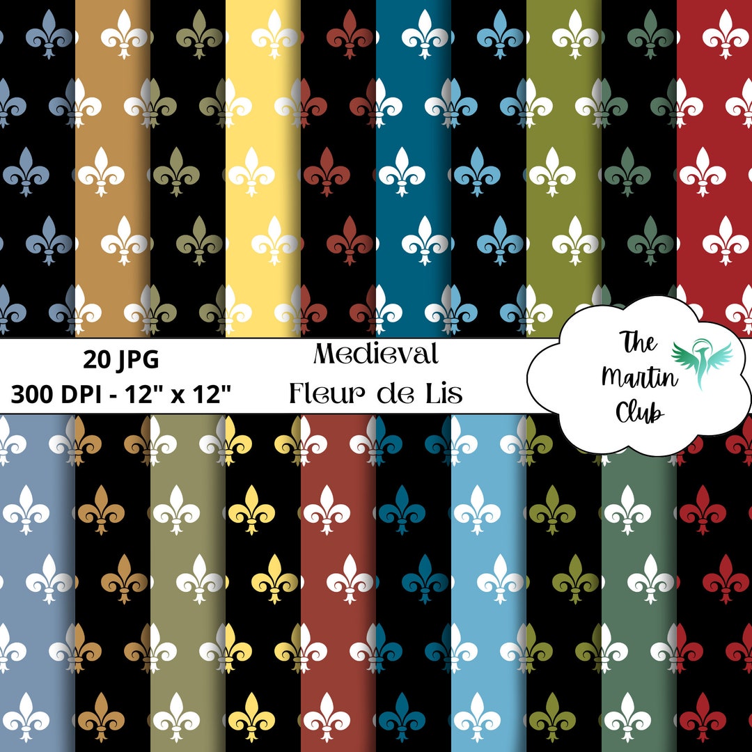 Fleur De Lis Background Digital Papers Medieval Royal Lily Digital ...
