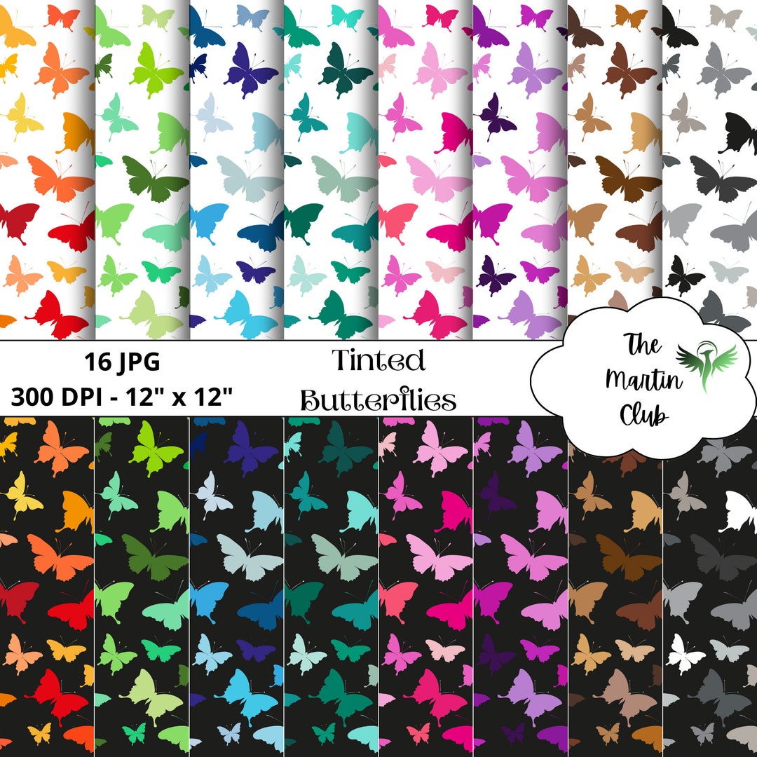 Tinted Butterfly Background Digital Papers Multicolored Butterfly ...