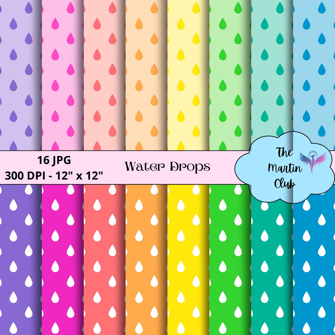 Water Drops Background Digital Papers Rain Drops Scrapbook Paper ...