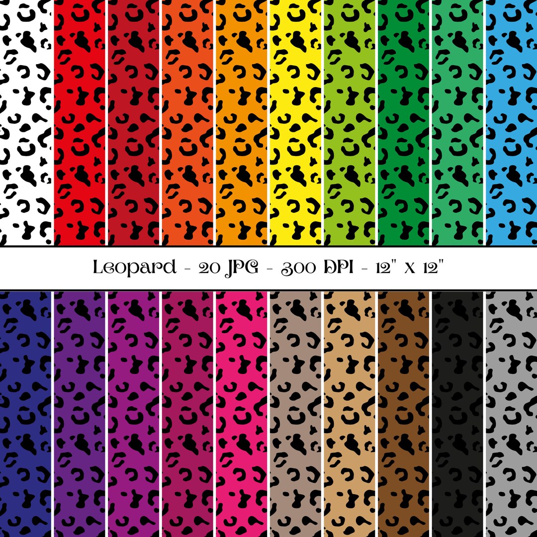 Leopard Background Digital Papers Rainbow Leopard Scrapbook - Etsy
