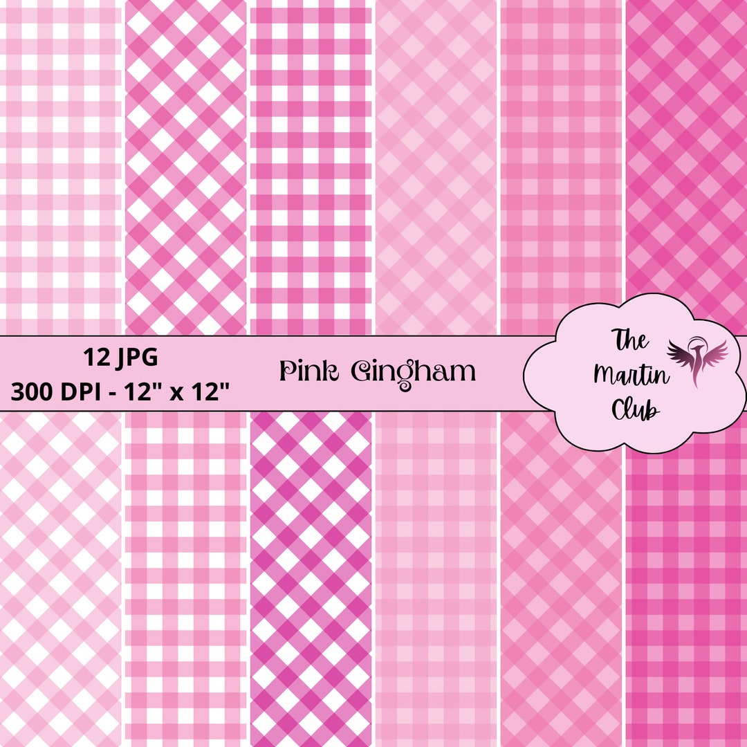 Pink Gingham Background Digital Papers Pink Gingham Digital Scrapbook ...