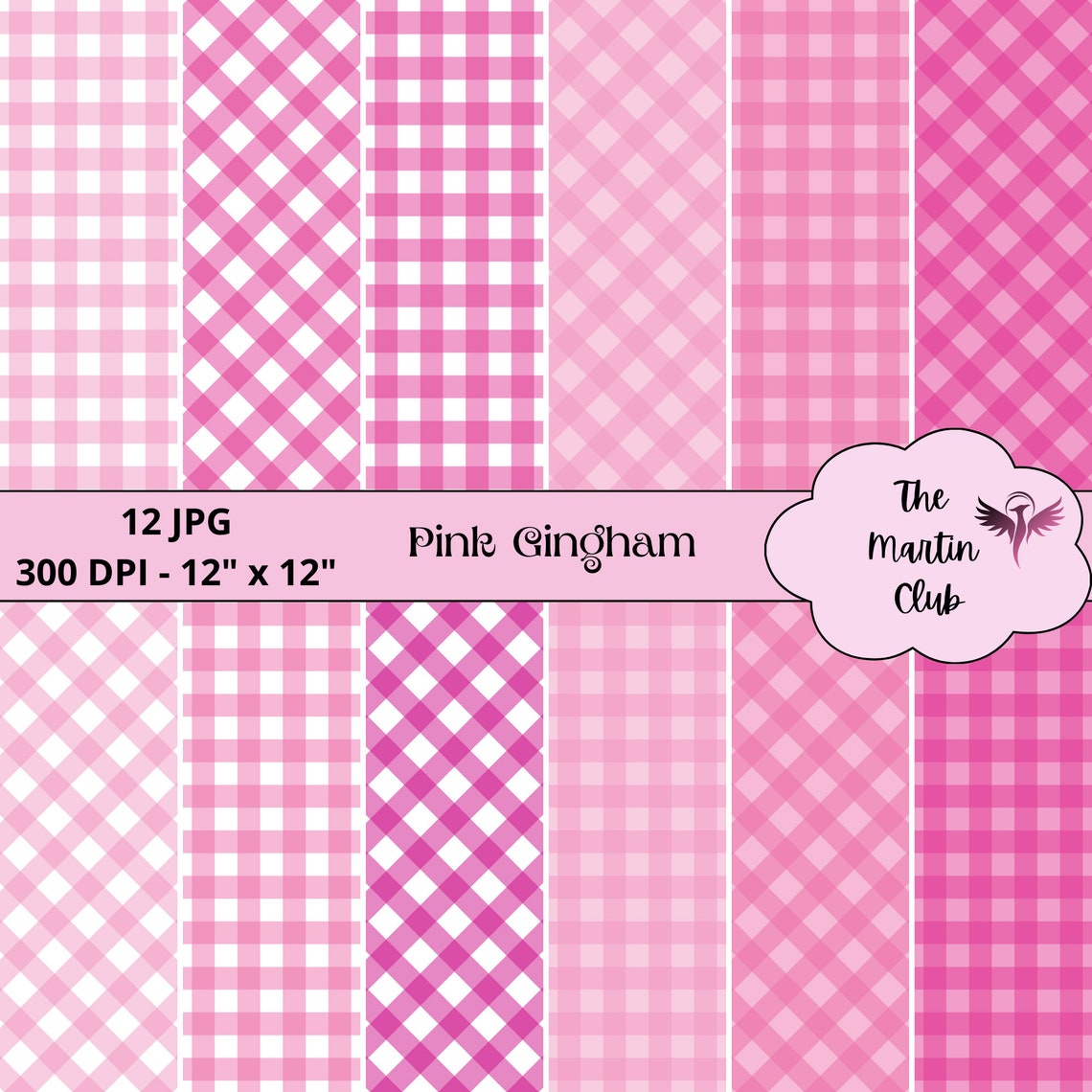 Pink Gingham Background Digital Papers Pink Gingham Digital Scrapbook ...