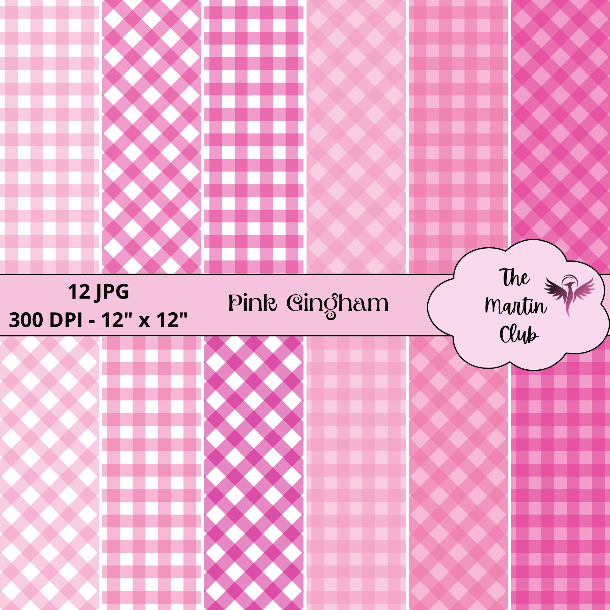 Pink Gingham Background Digital Papers Pink Gingham Digital Scrapbook ...