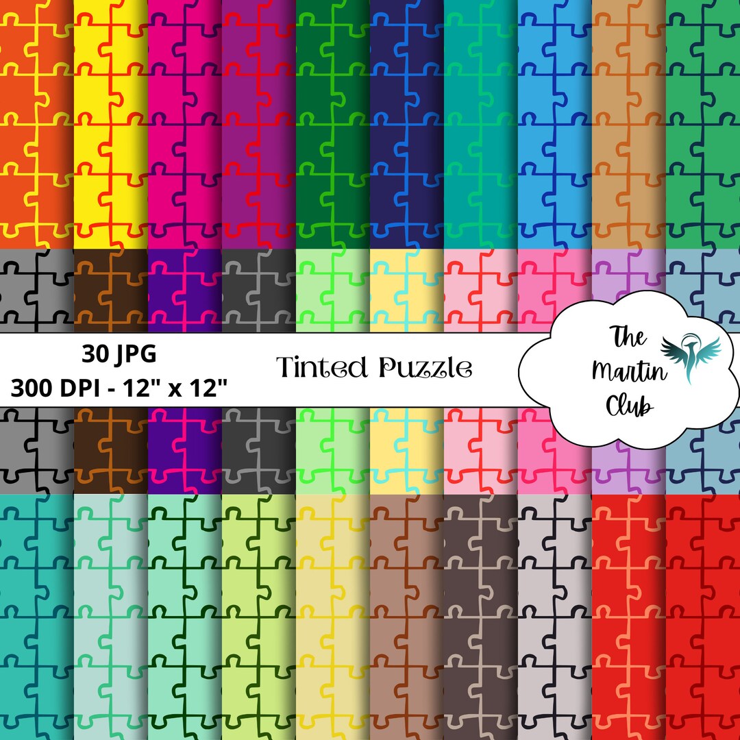 Tinted Puzzle Background Digital Papers Jigsaw Puzzle Digital Scrapbook ...