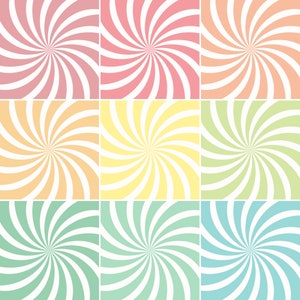 Pastel Sunburst Background Digital Papers Rainbow Sunburst Scrapbook ...