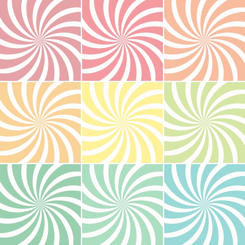 Pastel Sunburst Background Digital Papers Rainbow Sunburst Scrapbook ...