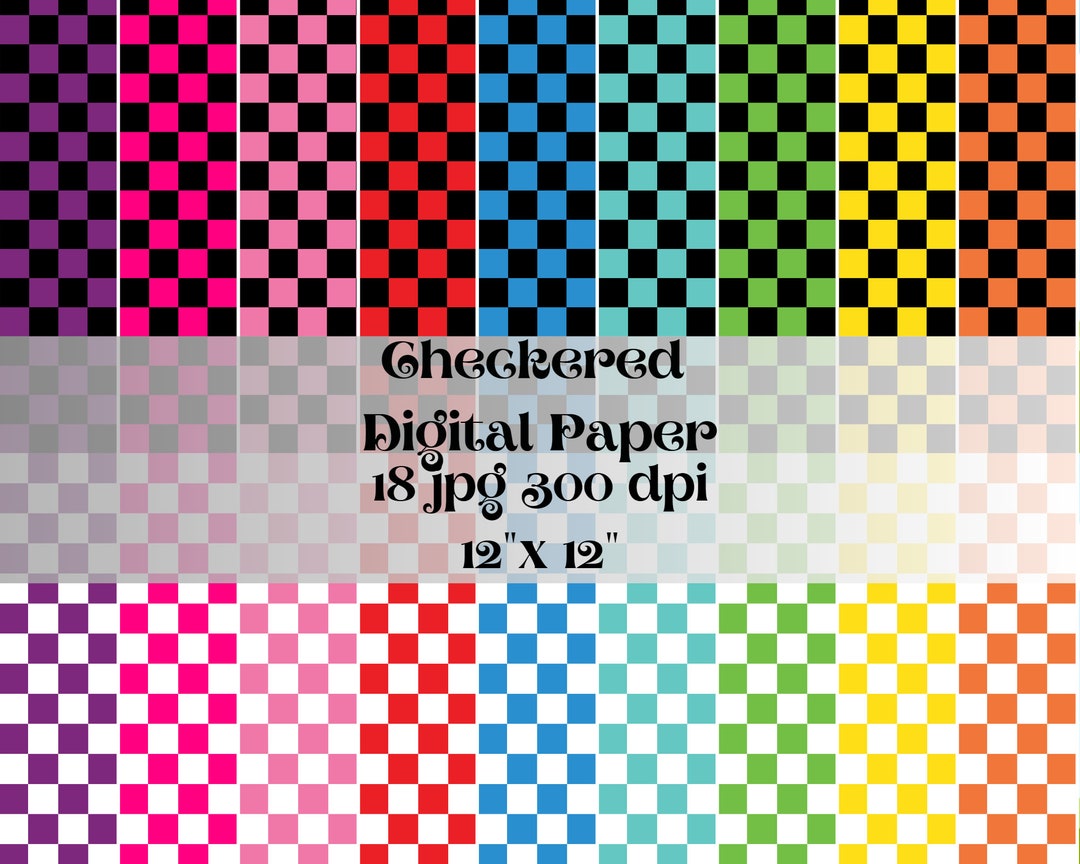 Checkered Background Digital Papers Checkers Digital Scrapbook - Etsy