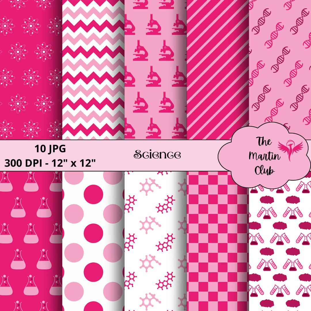 Science Digital Paper Pink Background Scientific Scrapbook Paper ...