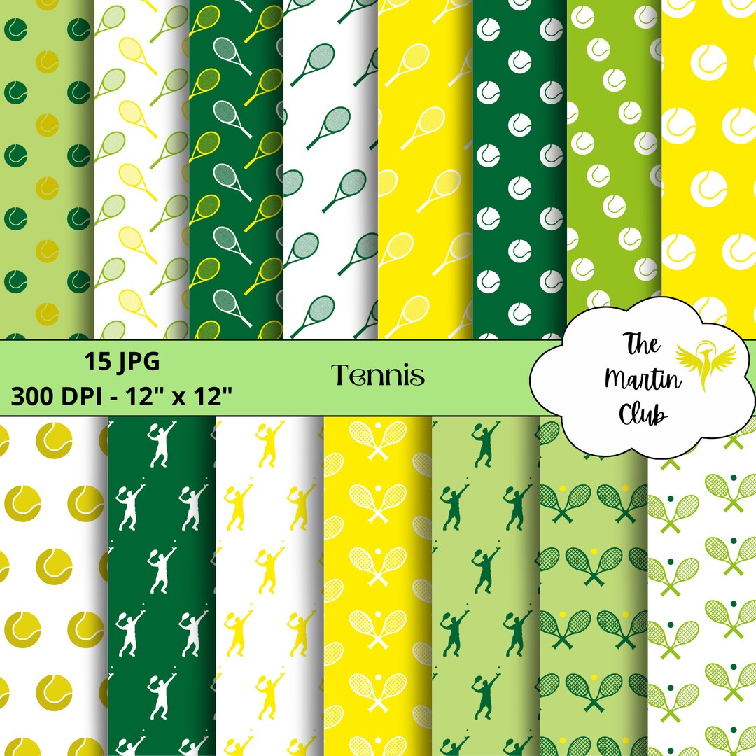 Tennis Digital Papers Tennis Background Sport Scrapbook Paper Pattern ...