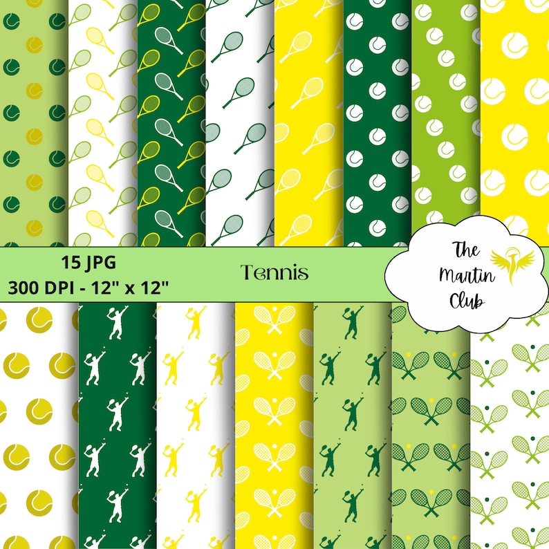 Tennis Digital Papers Tennis Background Sport Scrapbook Paper Pattern ...
