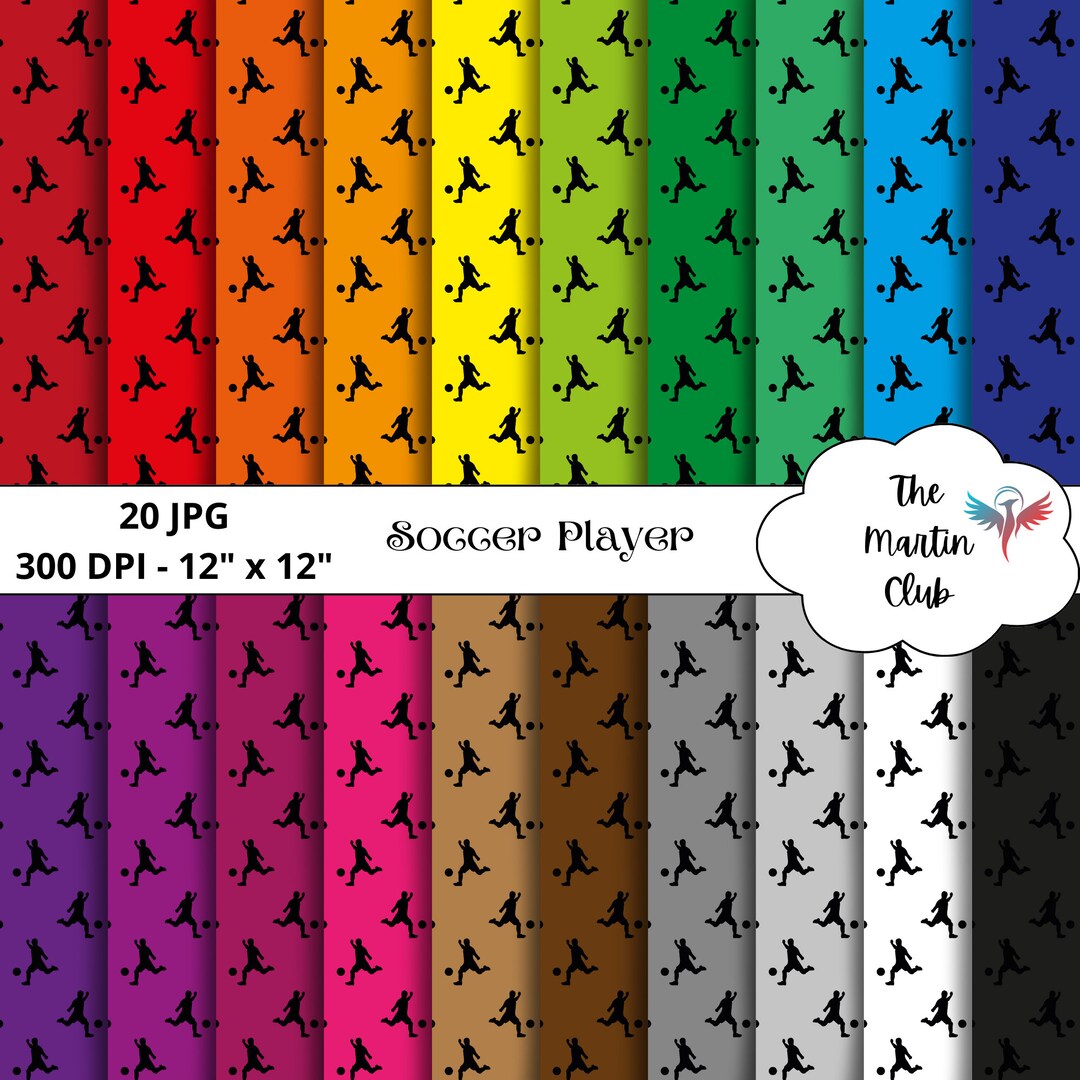 Soccer Player Background Digital Papers Football Sport Scrapbook Paper ...