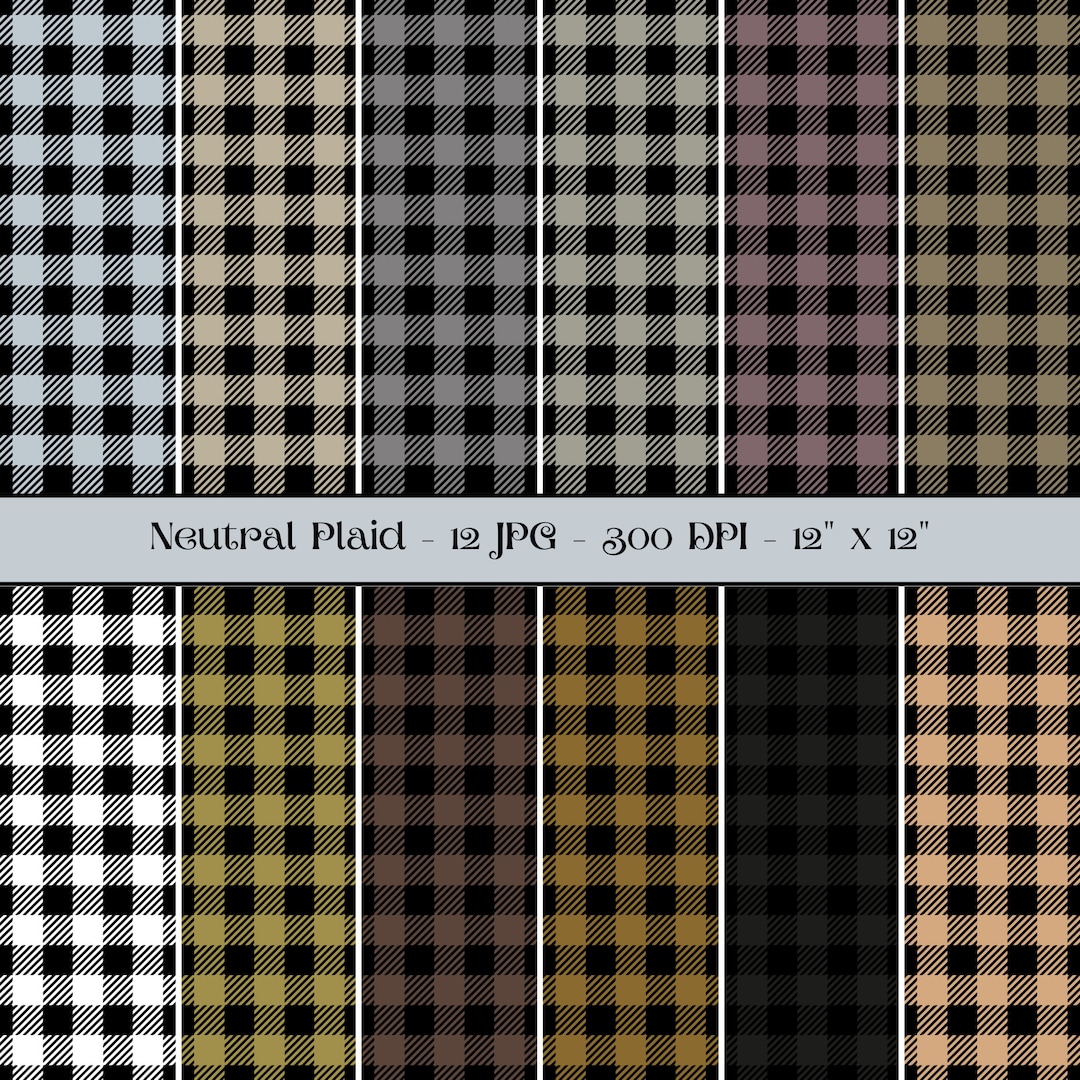 Neutral Plaid Background Digital Papers Neutral Buffalo Plaid - Etsy