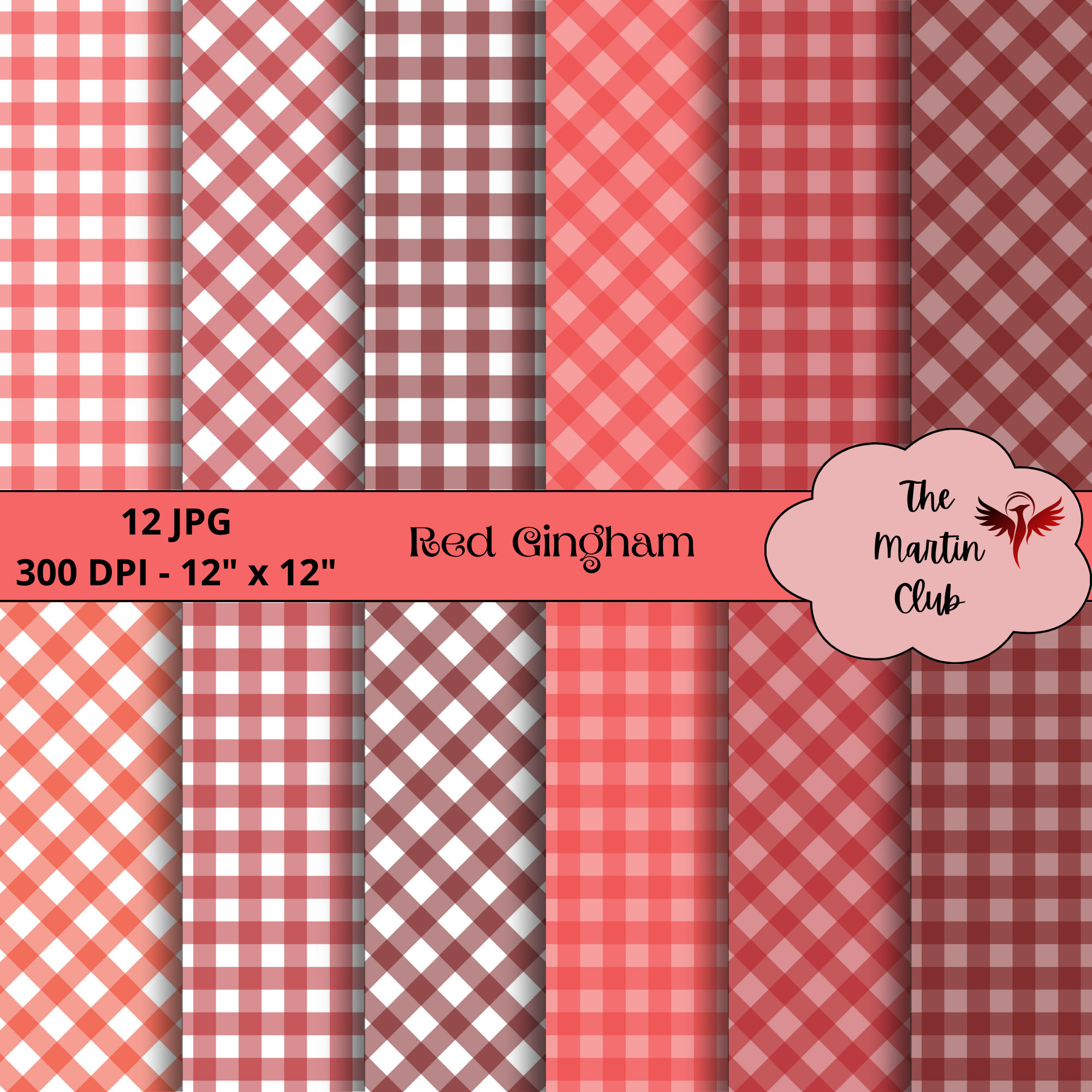 Red Gingham Background Digital Papers Red Gingham Digital Scrapbook ...