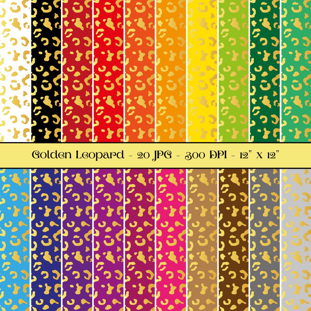 Golden Leopard Background Digital Papers Rainbow Leopard - Etsy