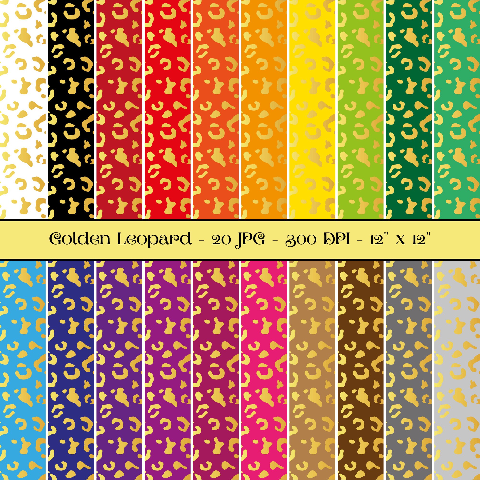 Golden Leopard Background Digital Papers Rainbow Leopard - Etsy