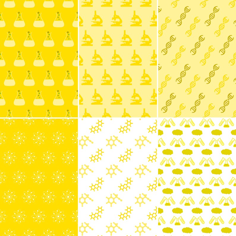 Science Digital Paper Yellow Background Scientific Scrapbook Paper ...