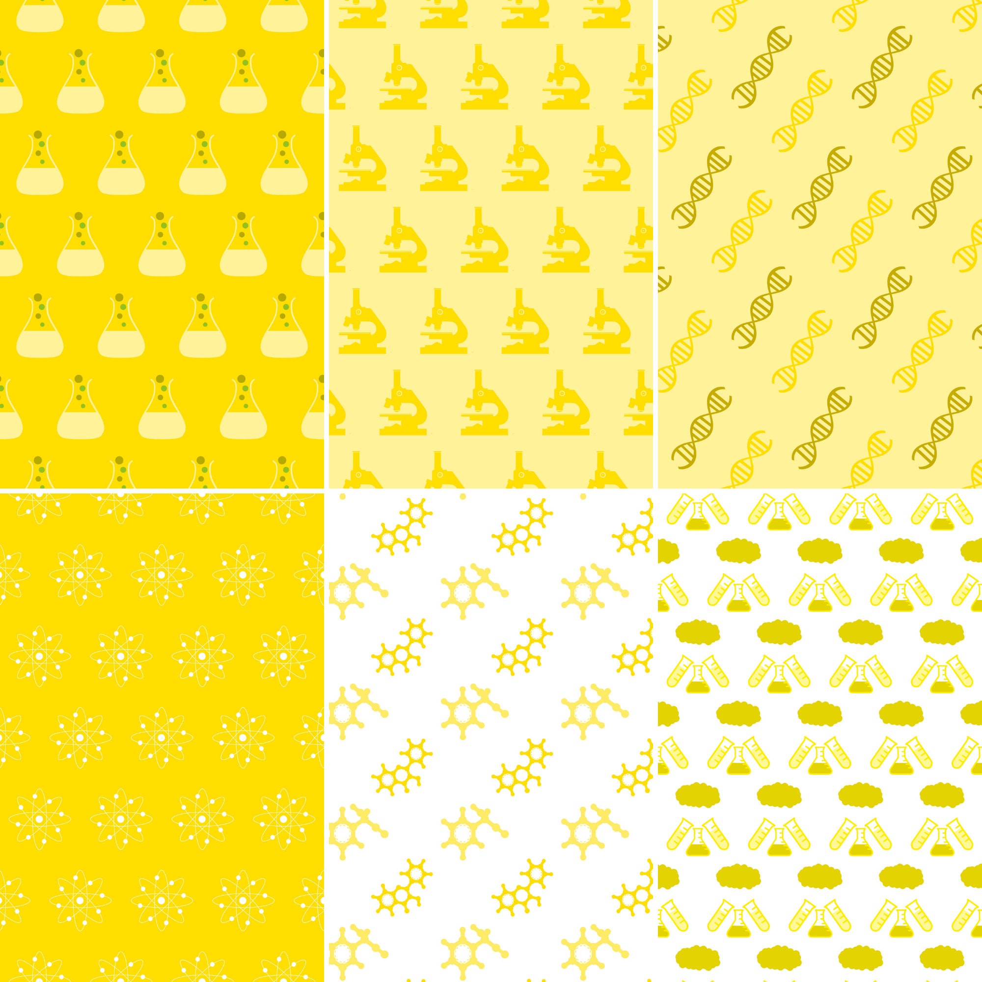 Science Digital Paper Yellow Background Scientific Scrapbook Paper ...