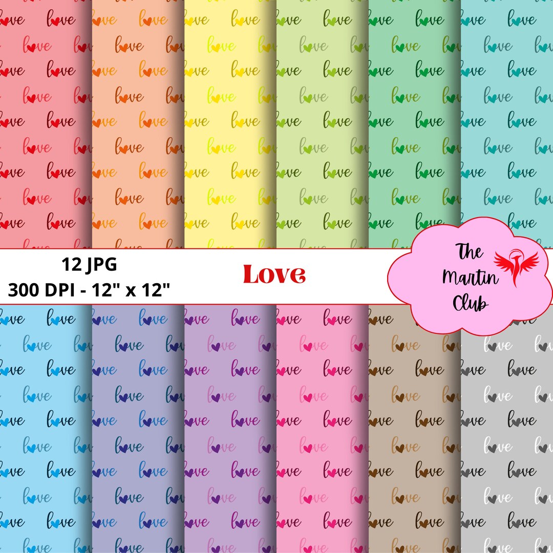 Love Digital Papers Love Word Background Scrapbook Pattern - Digital ...