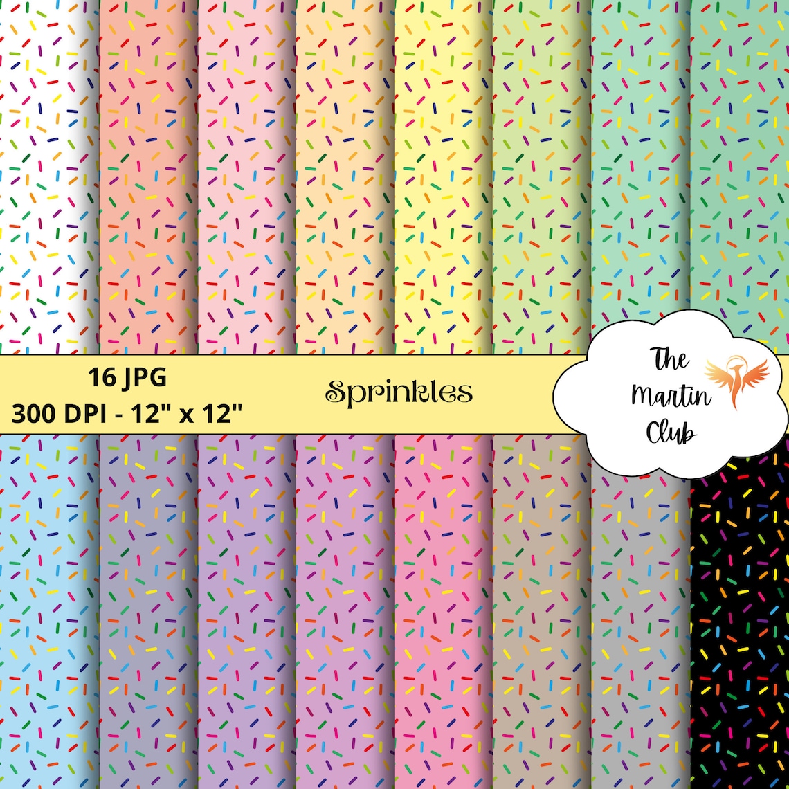 Sprinkles Background Digital Papers Rainbow Confetti Sprinkles ...