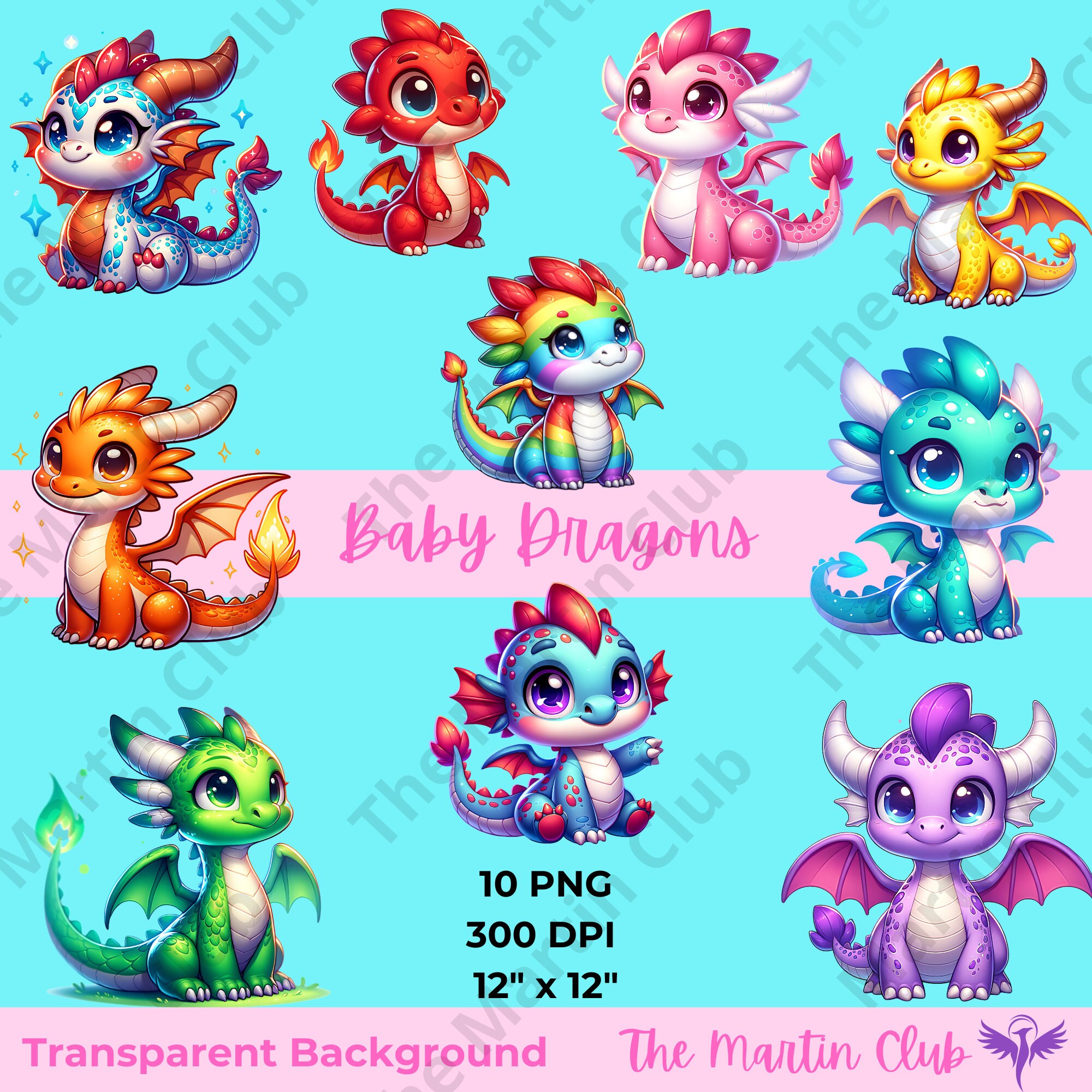 Baby Dragons Clip Art Cute Little Dragons PNG Transparent Background ...