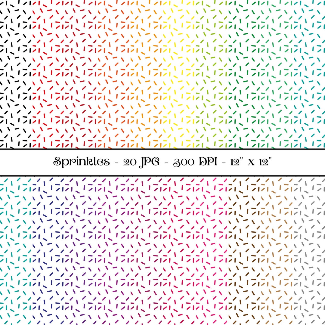 Sprinkles Background Digital Papers White Rainbow Confetti - Etsy