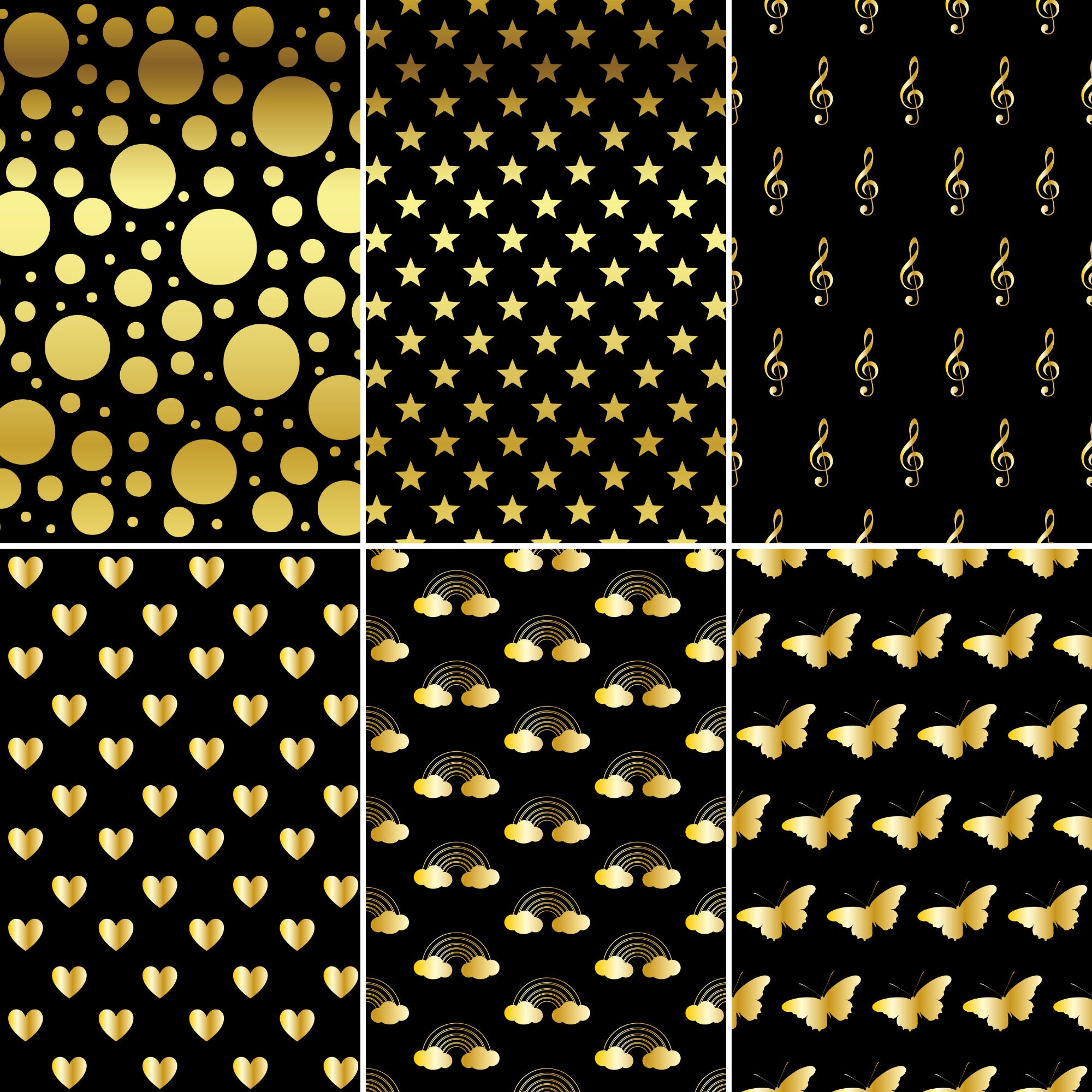 Black Gold Background Digital Papers Gold Foil Digital Scrapbook ...