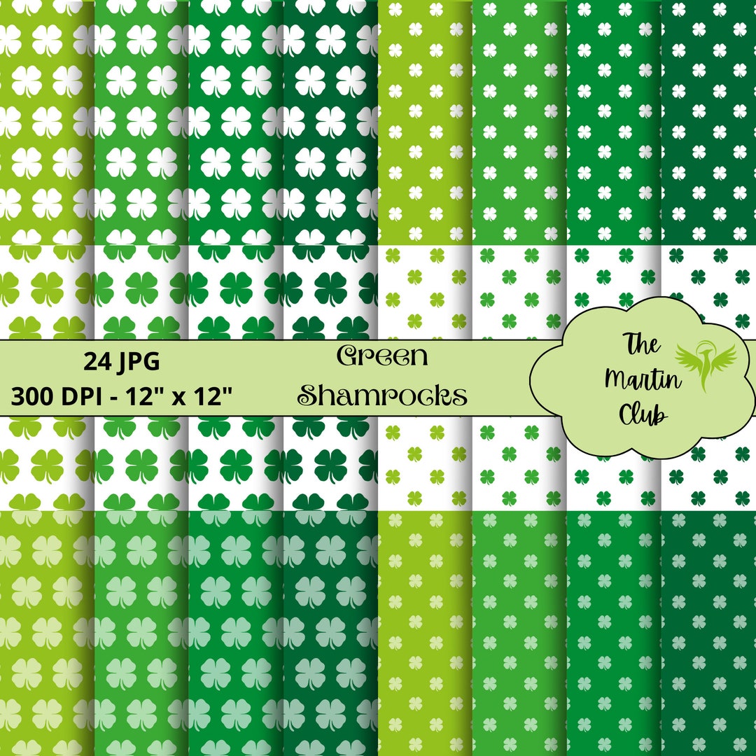 Green Shamrocks Digital Paper Shamrocks Background Scrapbook Paper ...