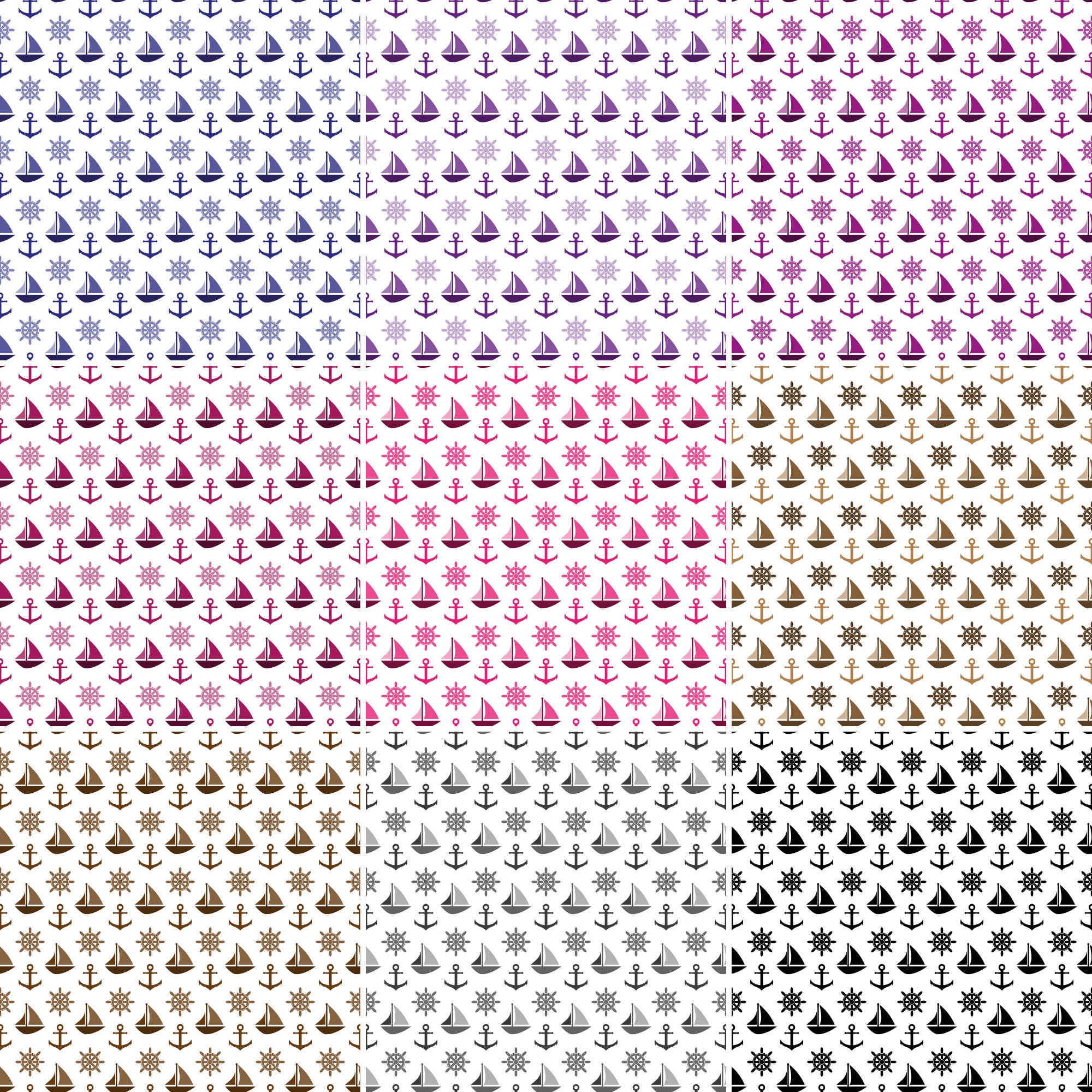 Rainbow Nautical Background Digital Papers Sailor Scrapbook Paper ...