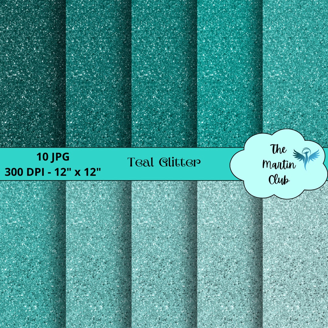 Teal Glitter Background Digital Papers Turquoise Glitter Digital Paper ...