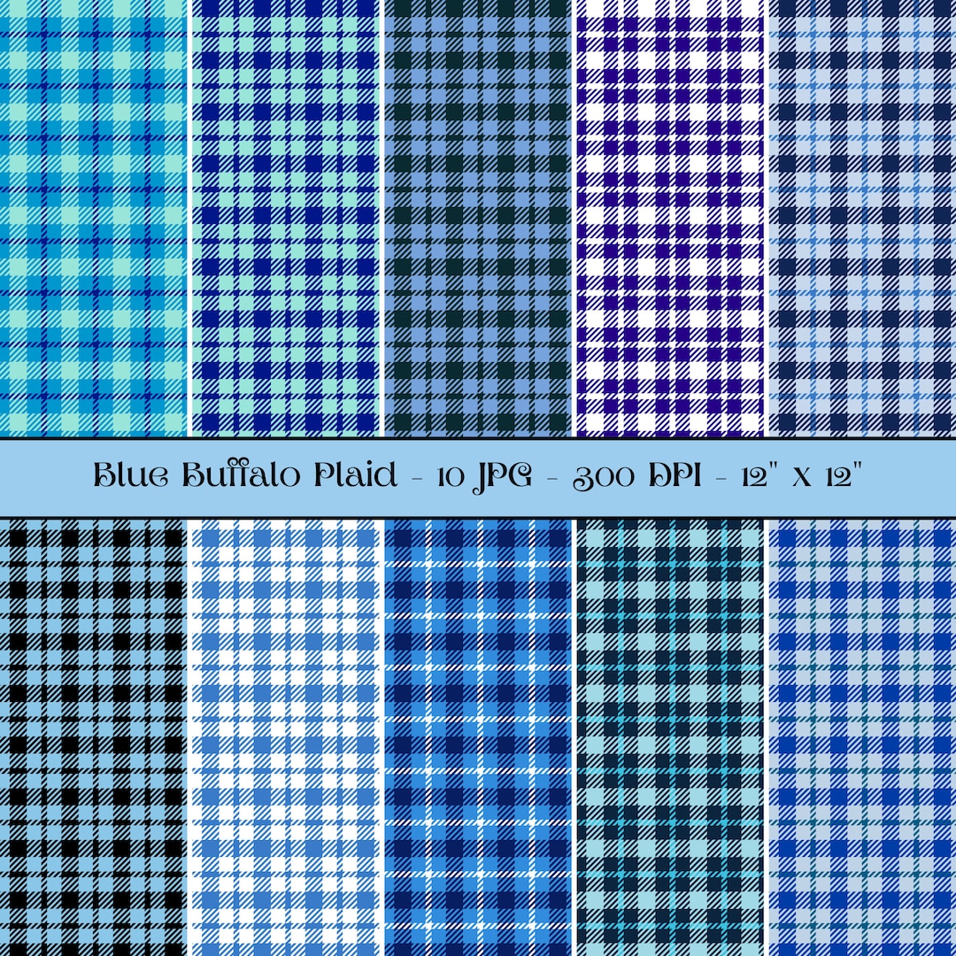Blue Buffalo Plaid Background Digital Papers Blue Buffalo - Etsy