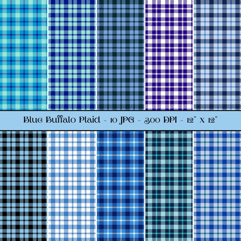 Blue Buffalo Plaid Background Digital Papers Blue Buffalo - Etsy