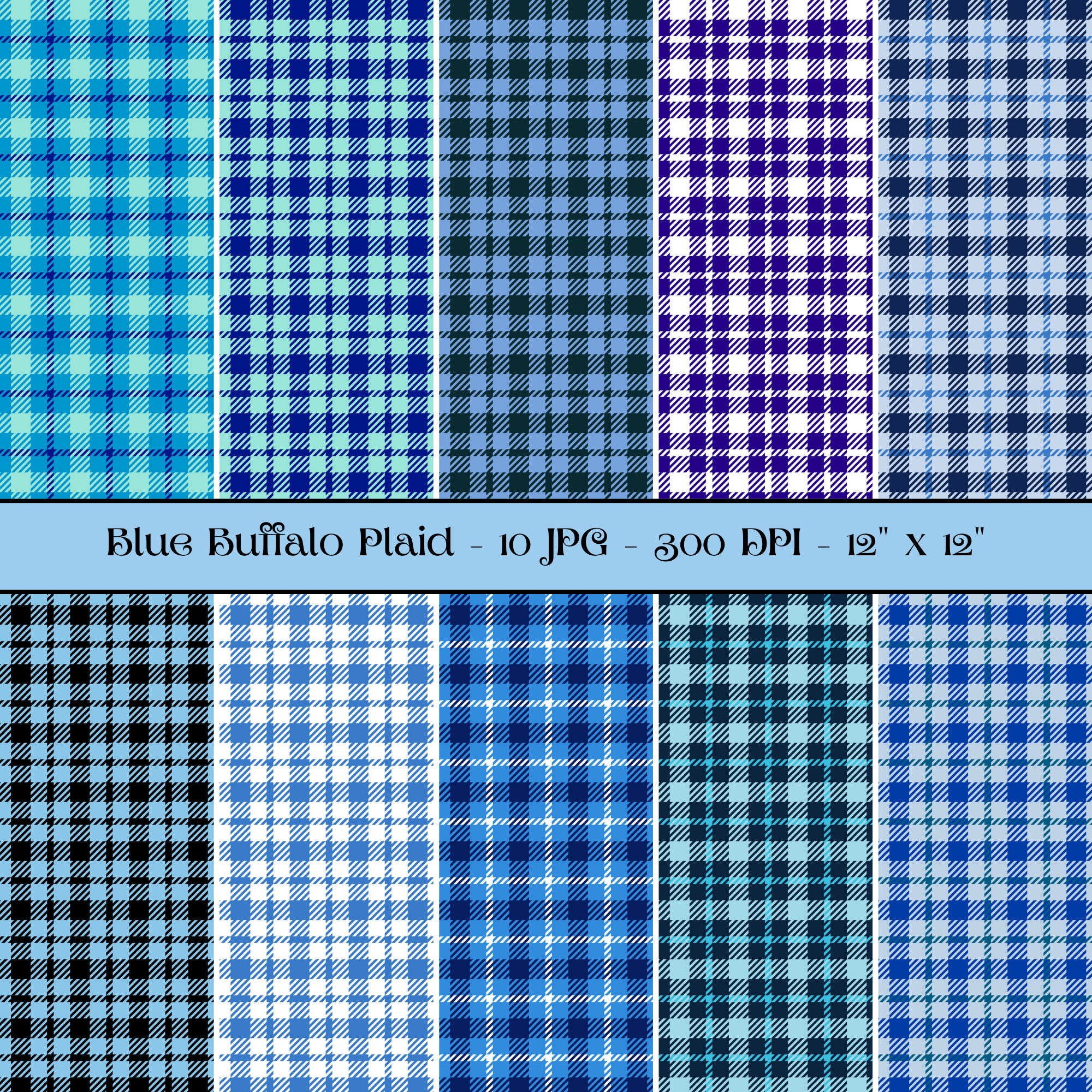 Blue Buffalo Plaid Background Digital Papers Blue Buffalo - Etsy