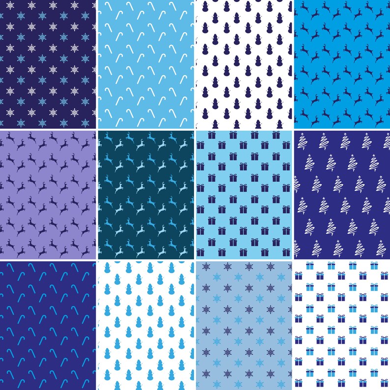 Christmas Background Digital Papers Blue Christmas Digital Scrapbook ...