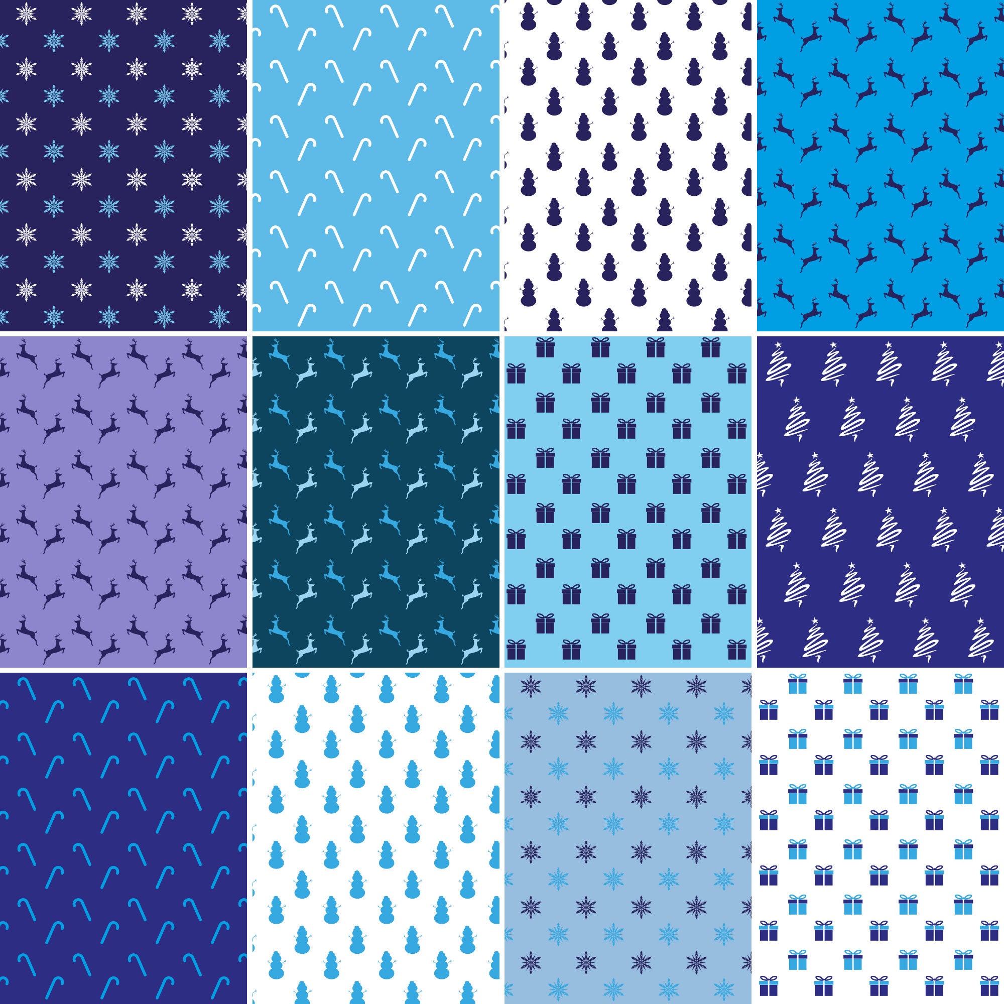 Christmas Background Digital Papers Blue Christmas Digital Scrapbook ...