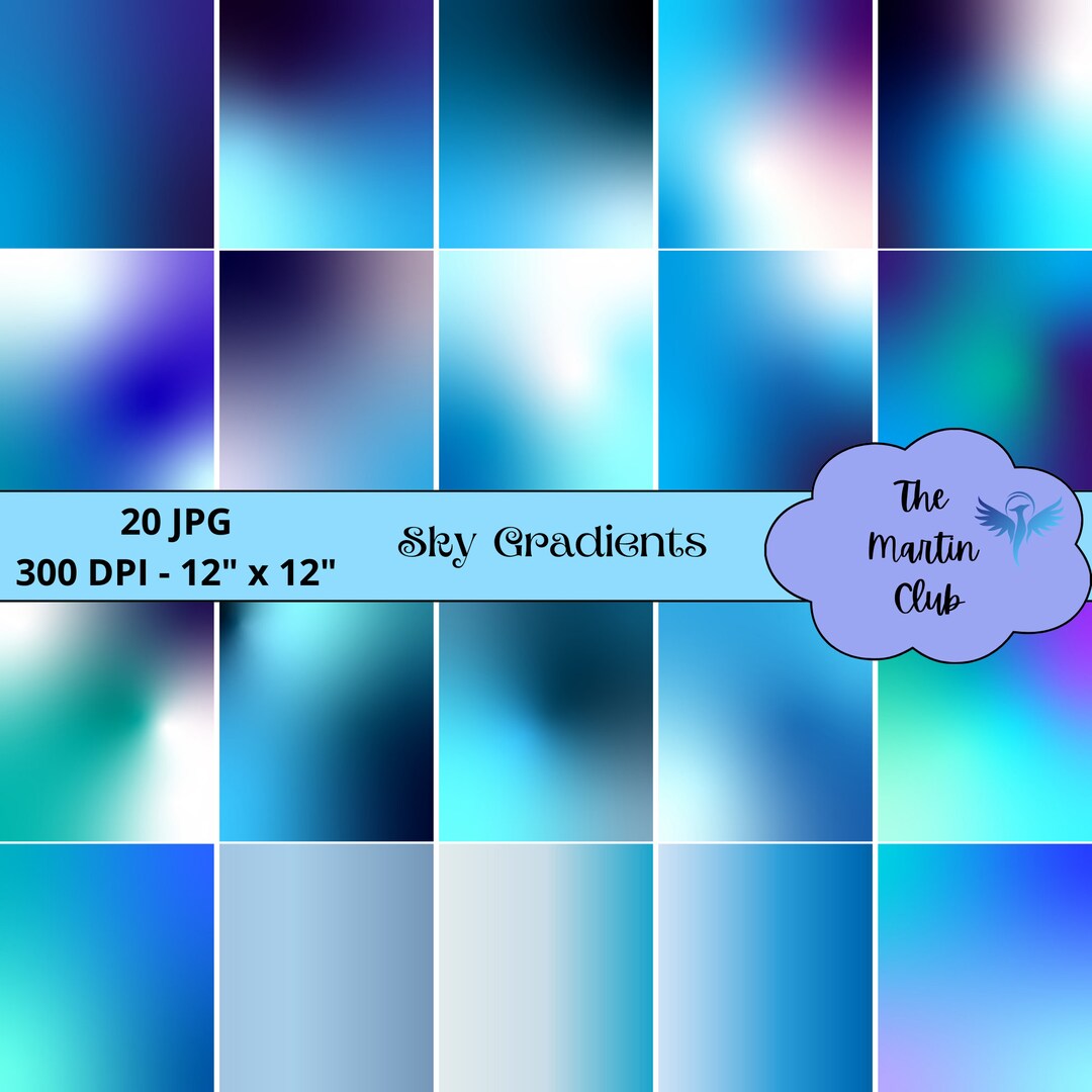 Sky Gradients Background Digital Papers Blue Gradients - Etsy