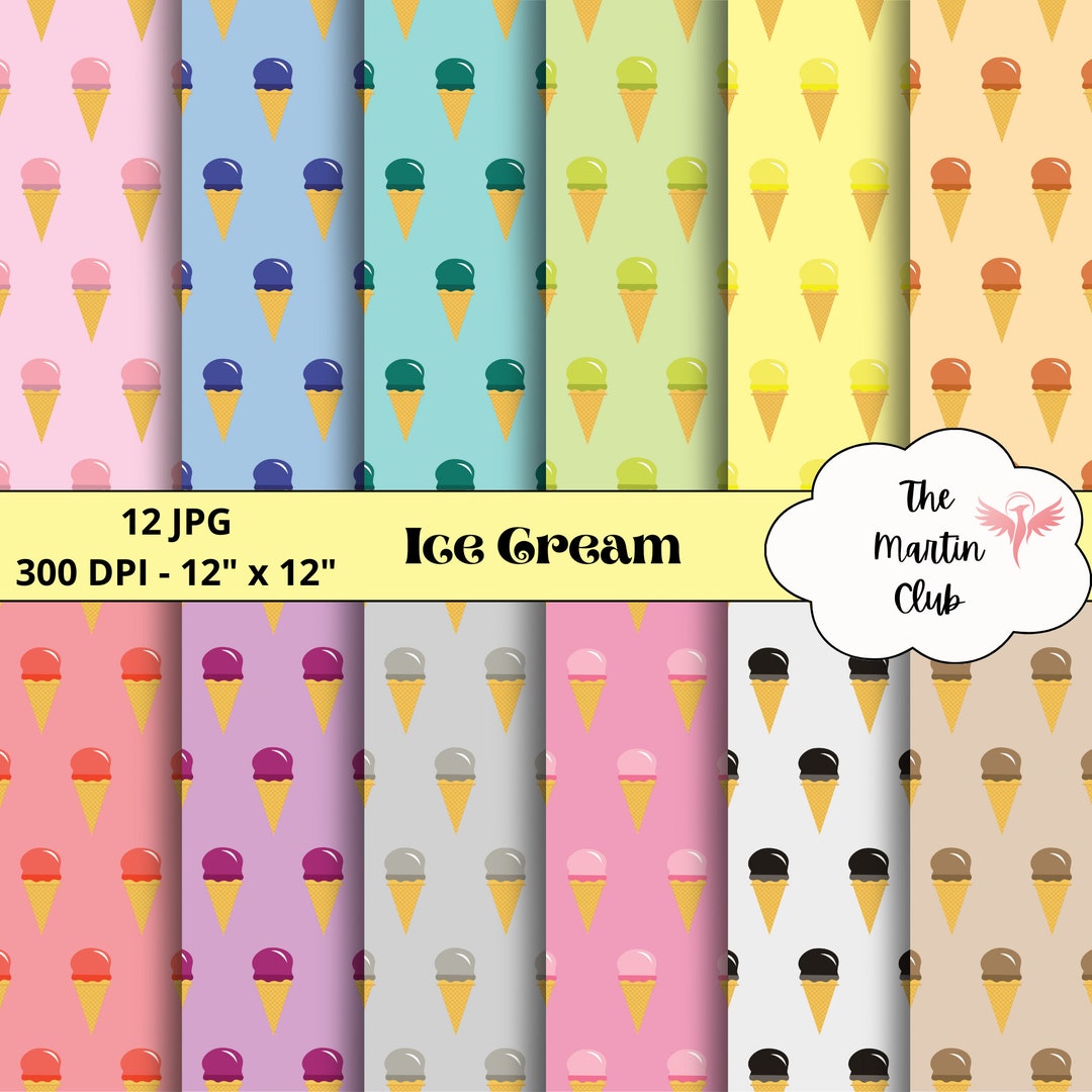 Ice Cream Background Digital Papers Rainbow Ice Cream Scrapbook Paper ...