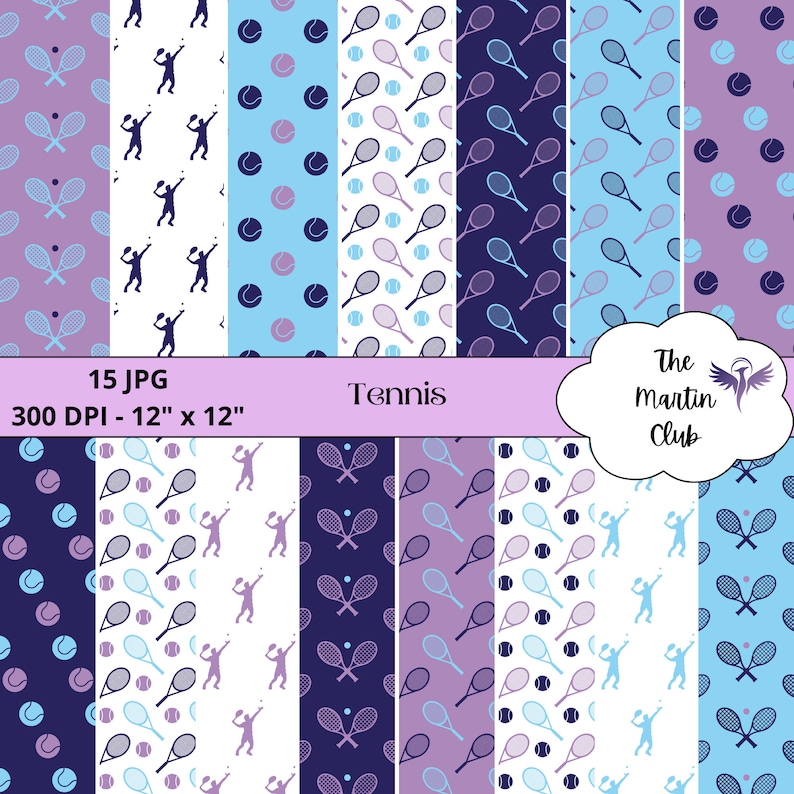Tennis Digital Papers Tennis Background Sport Scrapbook Paper Pattern ...