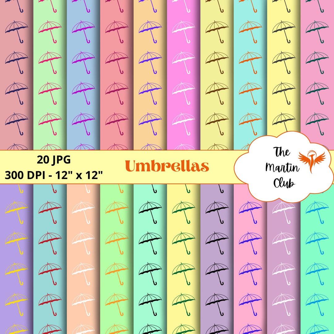 Umbrellas Background Digital Papers Rainbow Umbrellas Scrapbook Paper ...