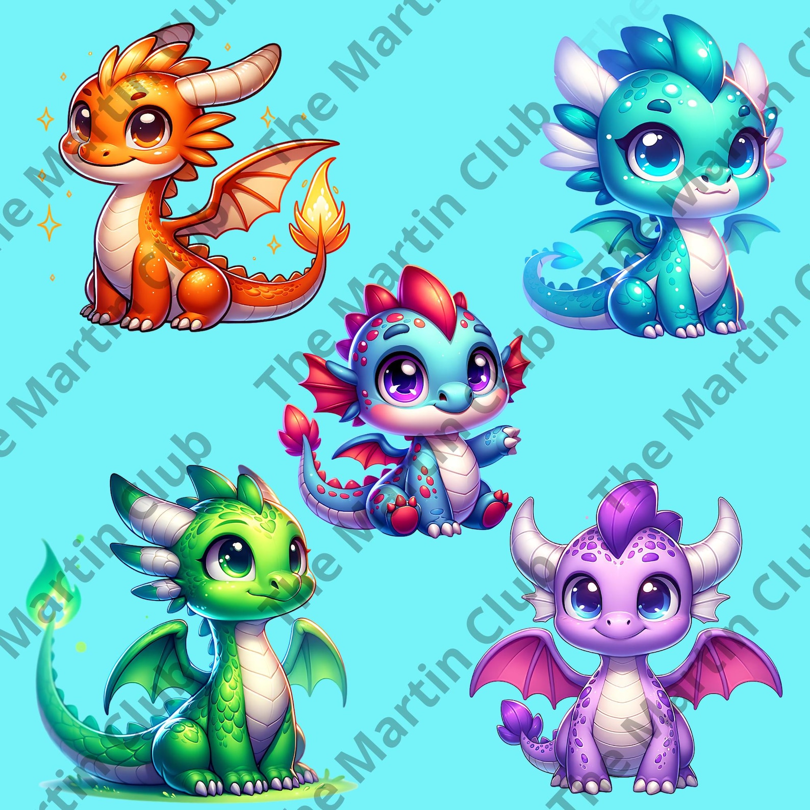Baby Dragons Clip Art Cute Little Dragons PNG Transparent Background ...