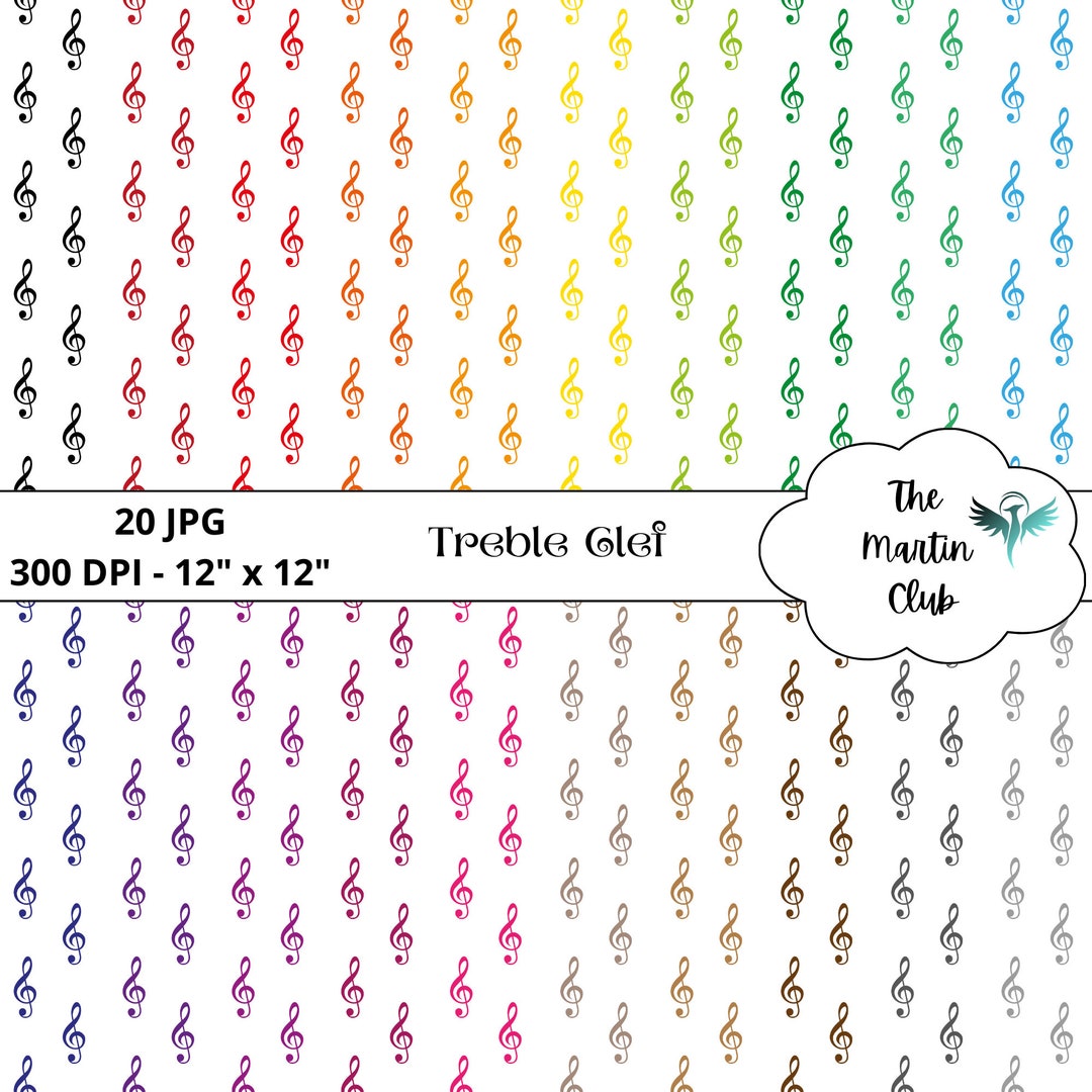 Treble Clef Background Digital Papers Music Scrapbook Pattern - Etsy