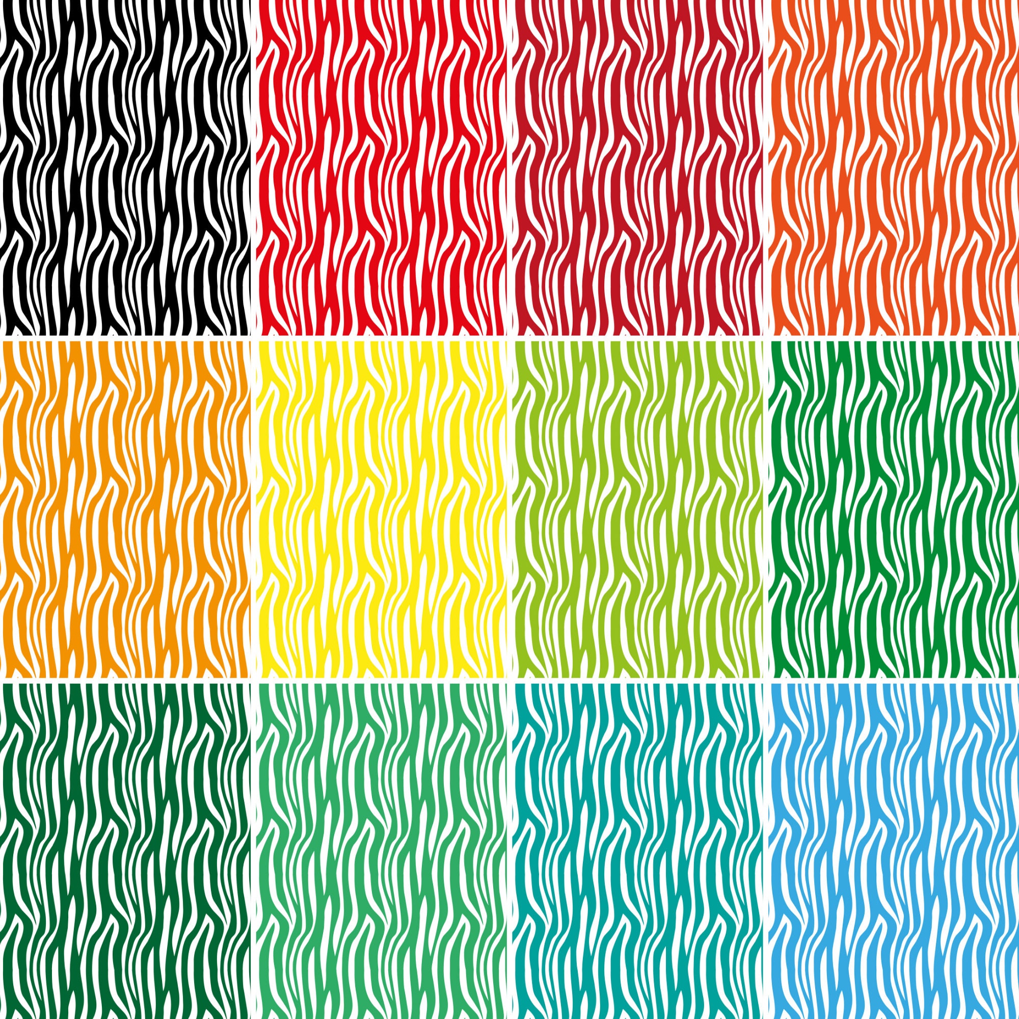 Zebra Print Background Digital Papers Rainbow Zebra Scrapbook - Etsy