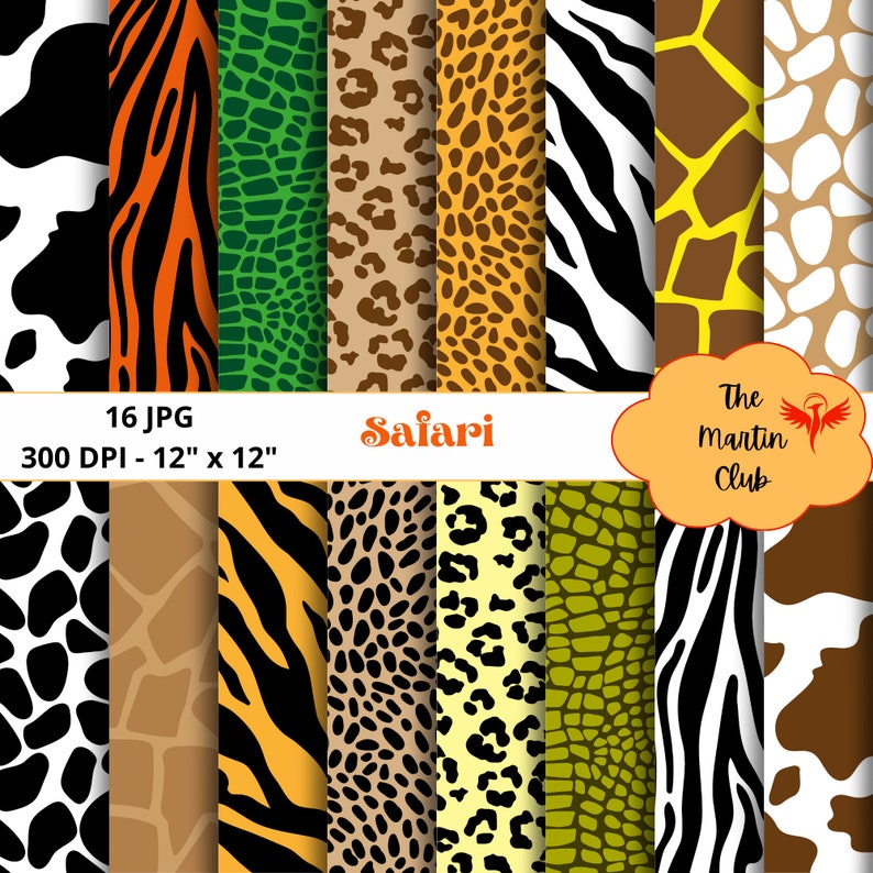 Safari Digital Papers Animal Skin Pattern Scrapbook Paper - Digital ...