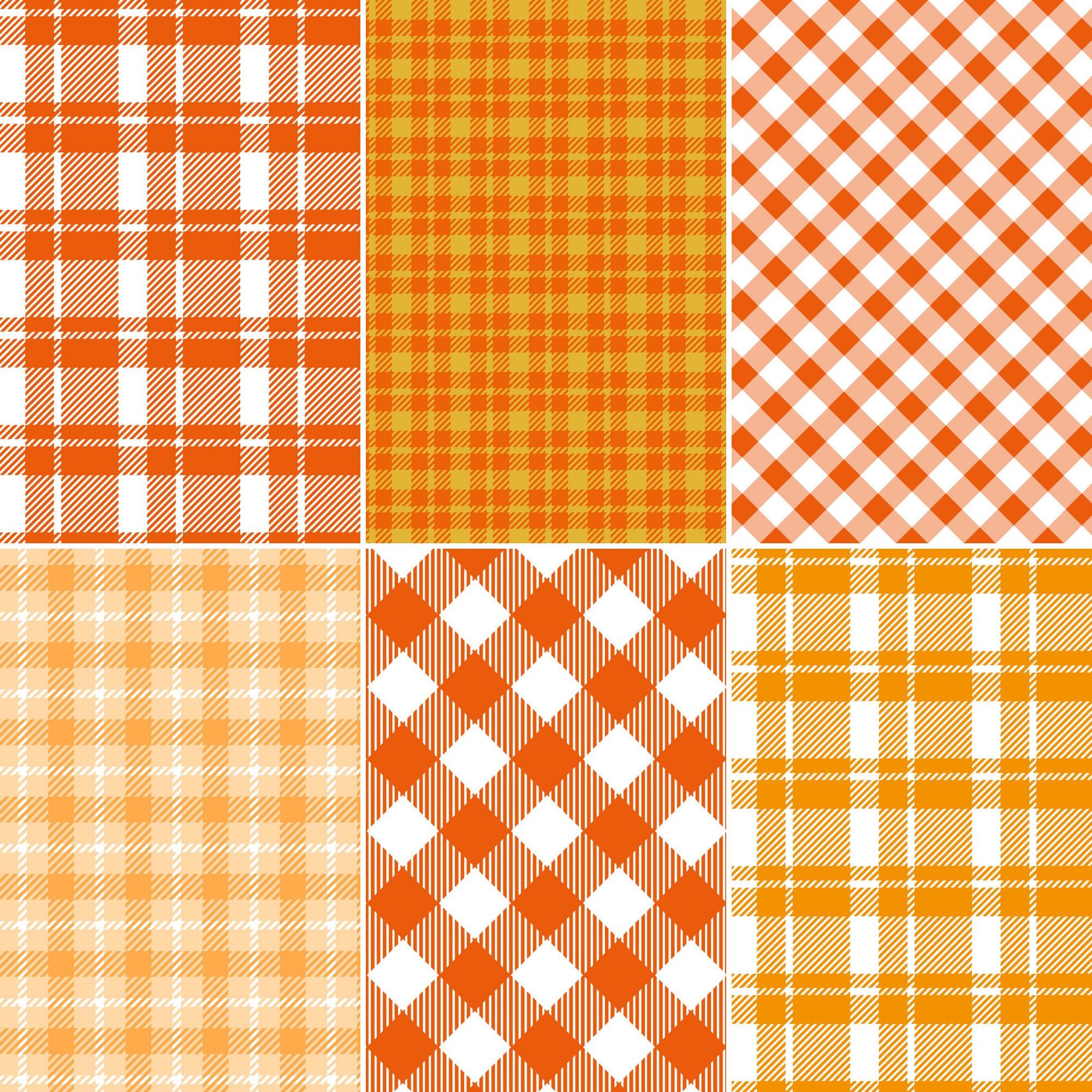 Orange Plaid Background Digital Papers Orange Buffalo Digital Scrapbook ...