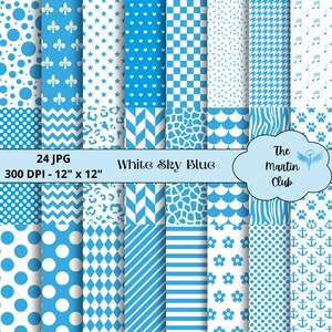 White Sky Blue Digital Papers Sky Blue White Pattern Scrapbook ...