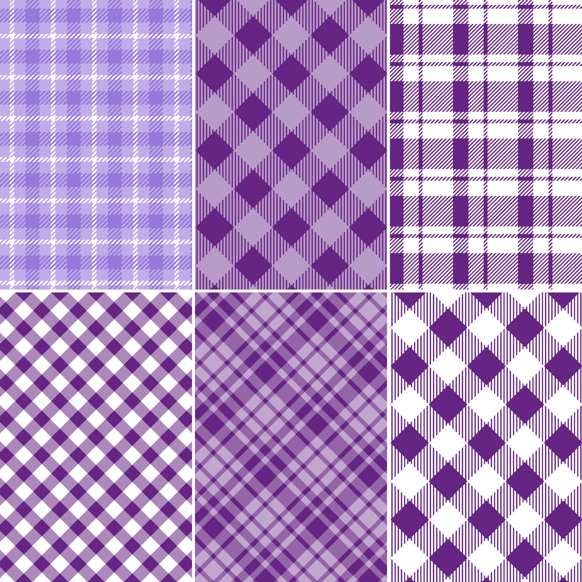 Purple Plaid Background Digital Papers Violet Buffalo Gingham Digital ...