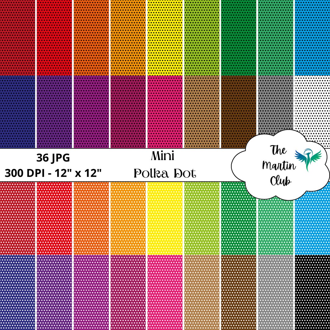 Mini Polka Dot Background Digital Papers Mini Rainbow Black White Polka ...