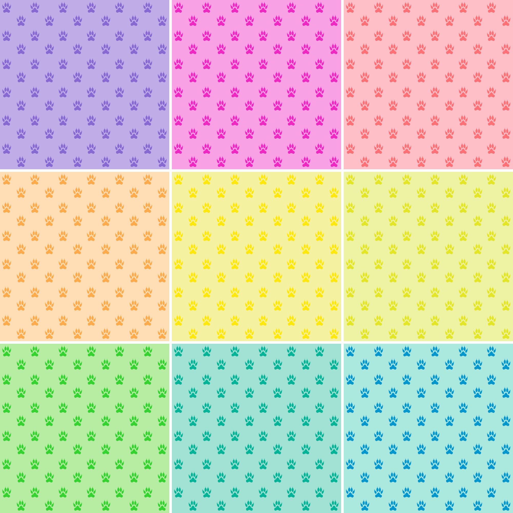 Cat Paw Prints Background Digital Papers Pastel Paw Prints Digital ...