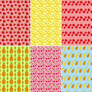 Fruits Background Digital Papers Summer Fruits Scrapbook Paper Pattern ...